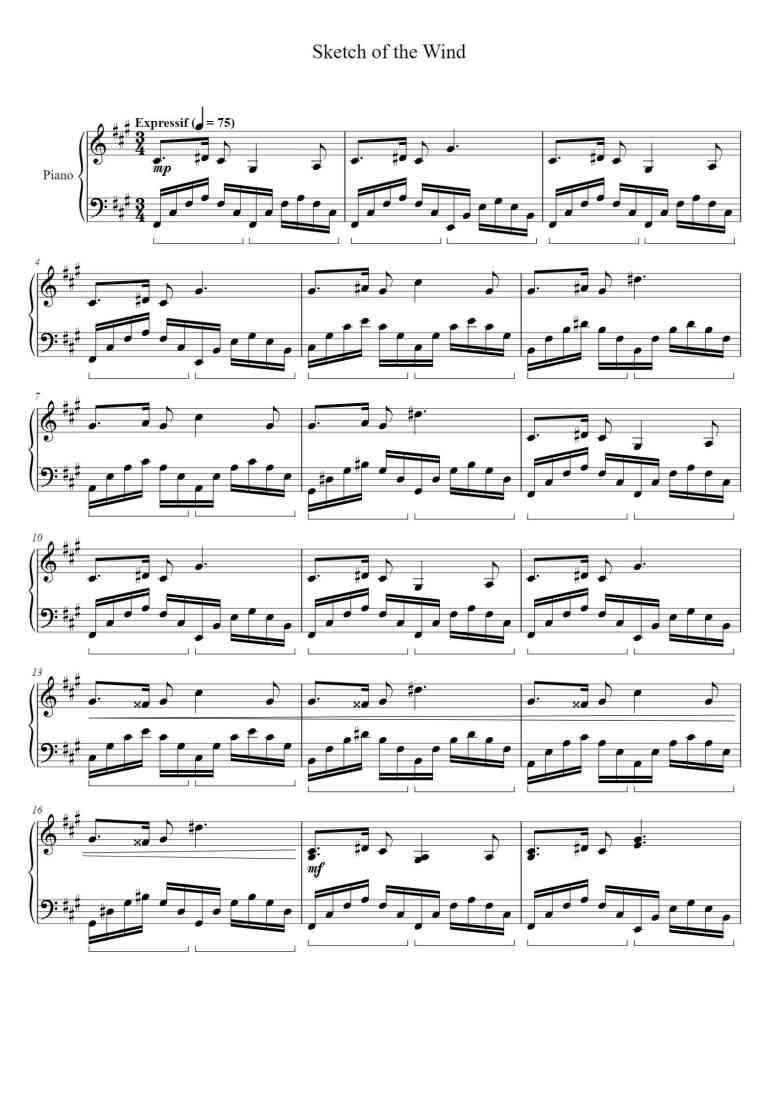 'Sketch of the Wind' - Piano Sheet Music By P. Pradeep | TOPiano