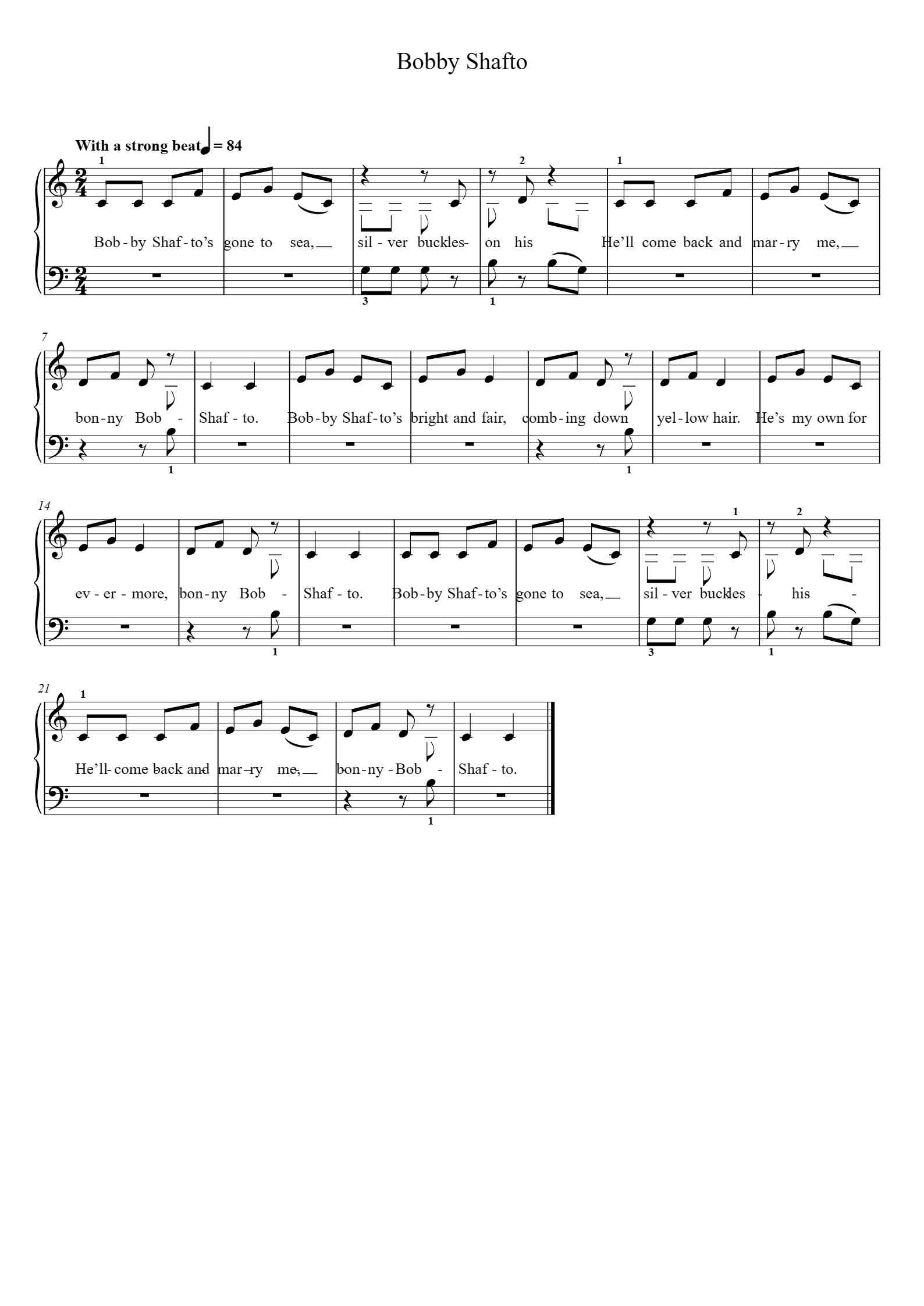 'Bobby Shafto' - Piano Sheet Music By xxx | TOPiano