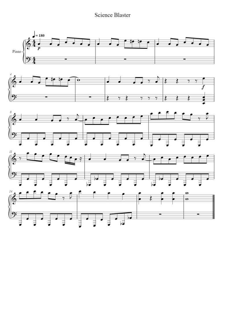 'Science Blaster' - Piano Sheet Music By SpellingPhailer | TOPiano