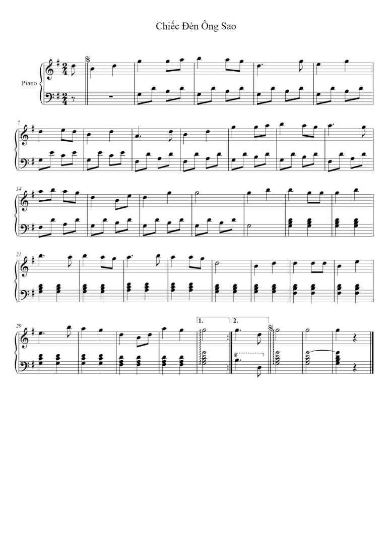 'Chiếc Đèn Ông Sao' - Piano Sheet Music By Music and Lyrics: PHAM TUYEN ...