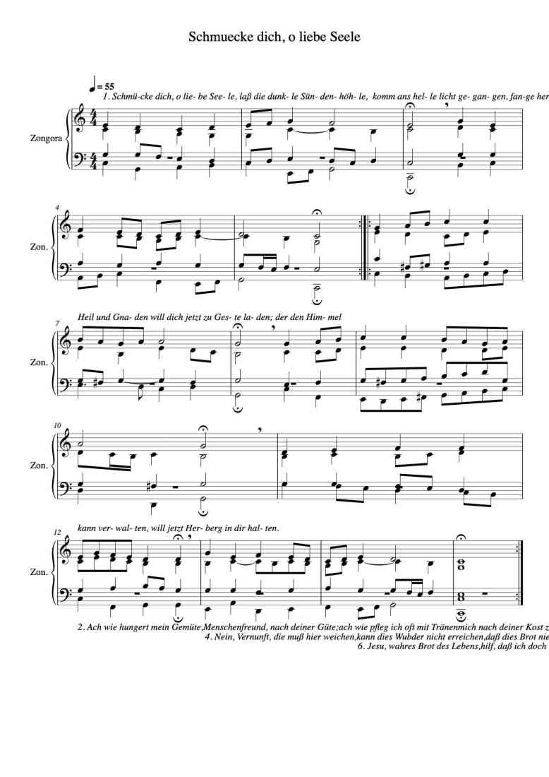 'Schmuecke dich, o liebe Seele' - Piano Sheet Music By Johann Sebastian Bach (1685-1750) | TOPiano
