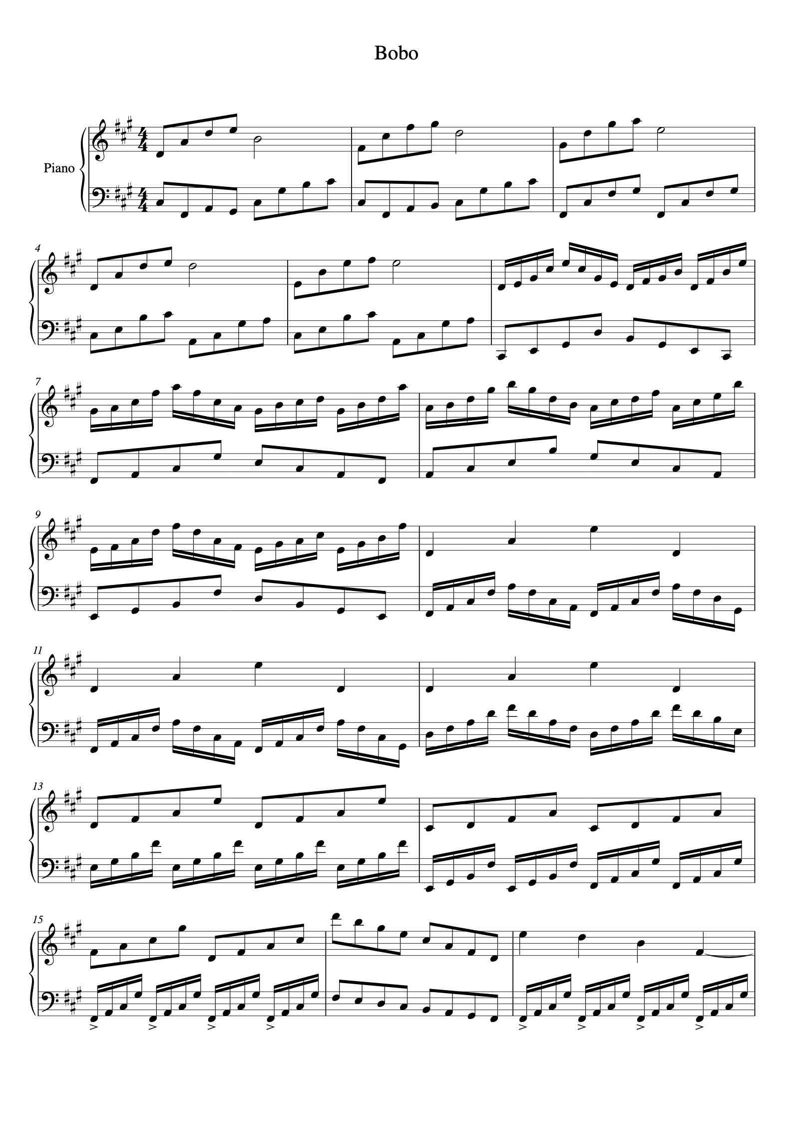 'Bobo' - Piano Sheet Music By Jyamor Manzano | TOPiano