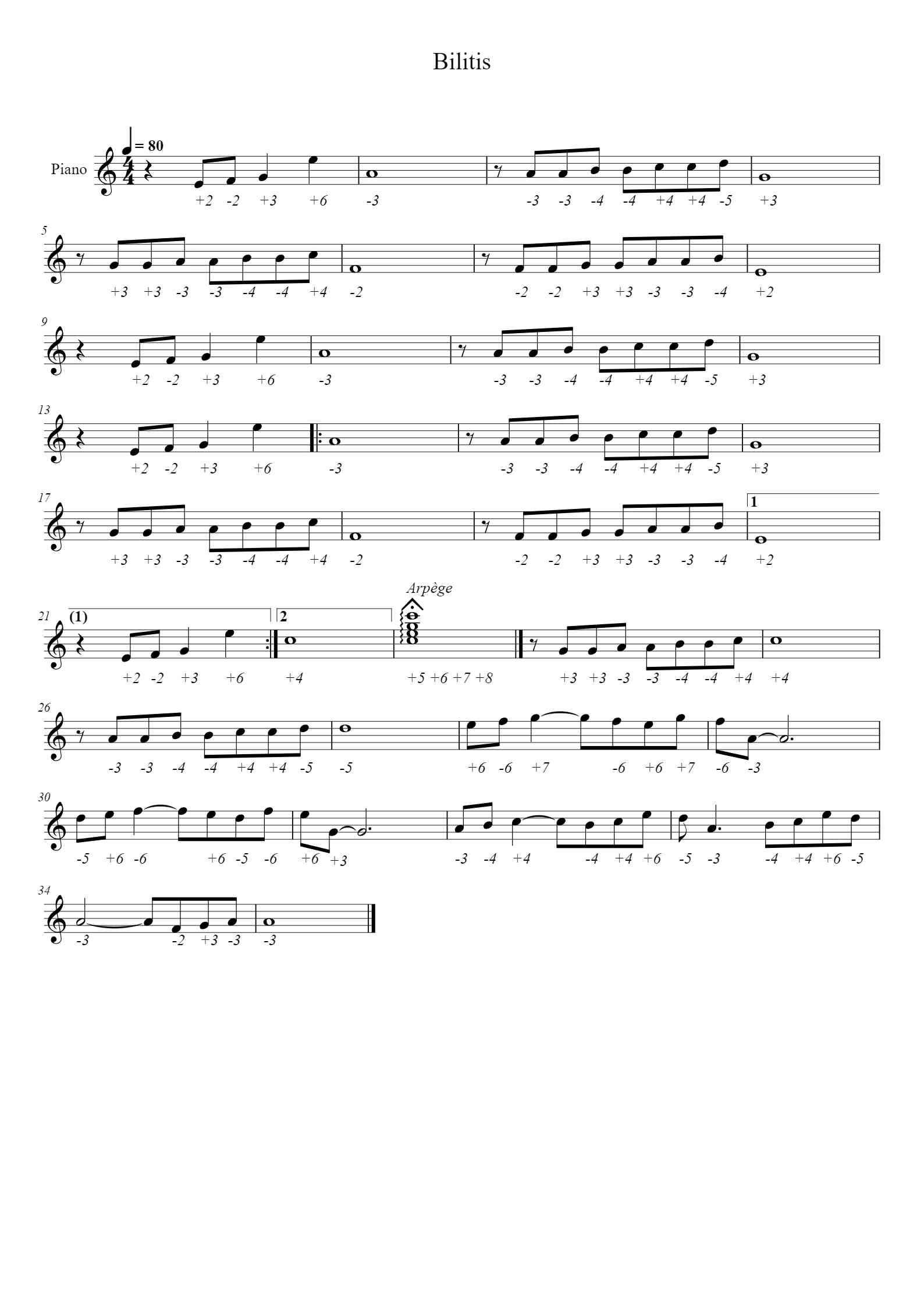 'Bilitis' - Piano Sheet Music By Francis Lai | TOPiano