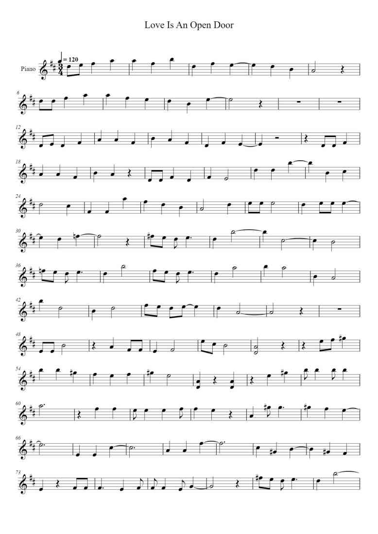 'Love Is An Open Door' - Piano Sheet Music By Kristen Bell and Santino Fontana | TOPiano