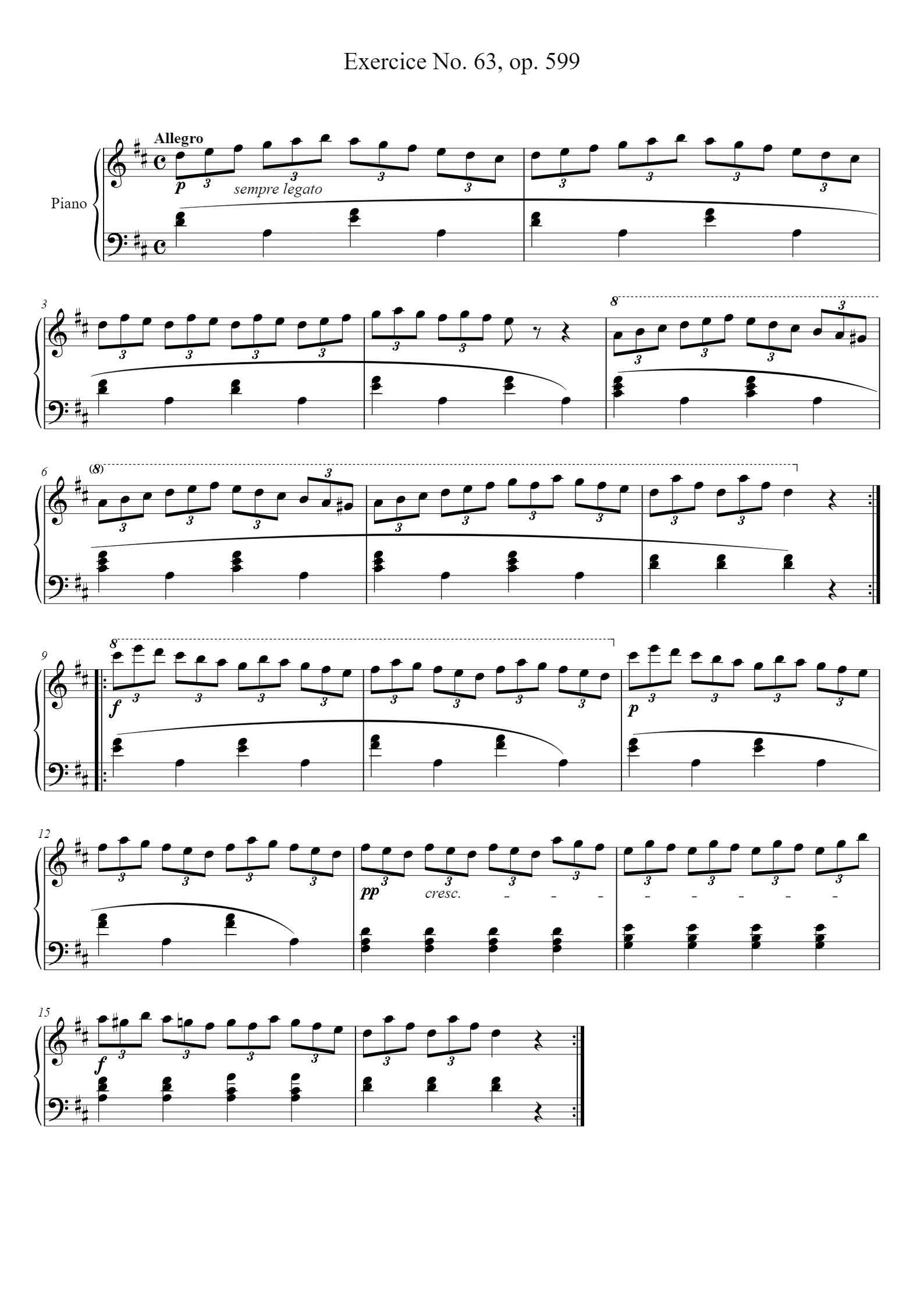 'Exercice No. 63 in G Major, Op. 599' - Piano Sheet Music By Carl ...