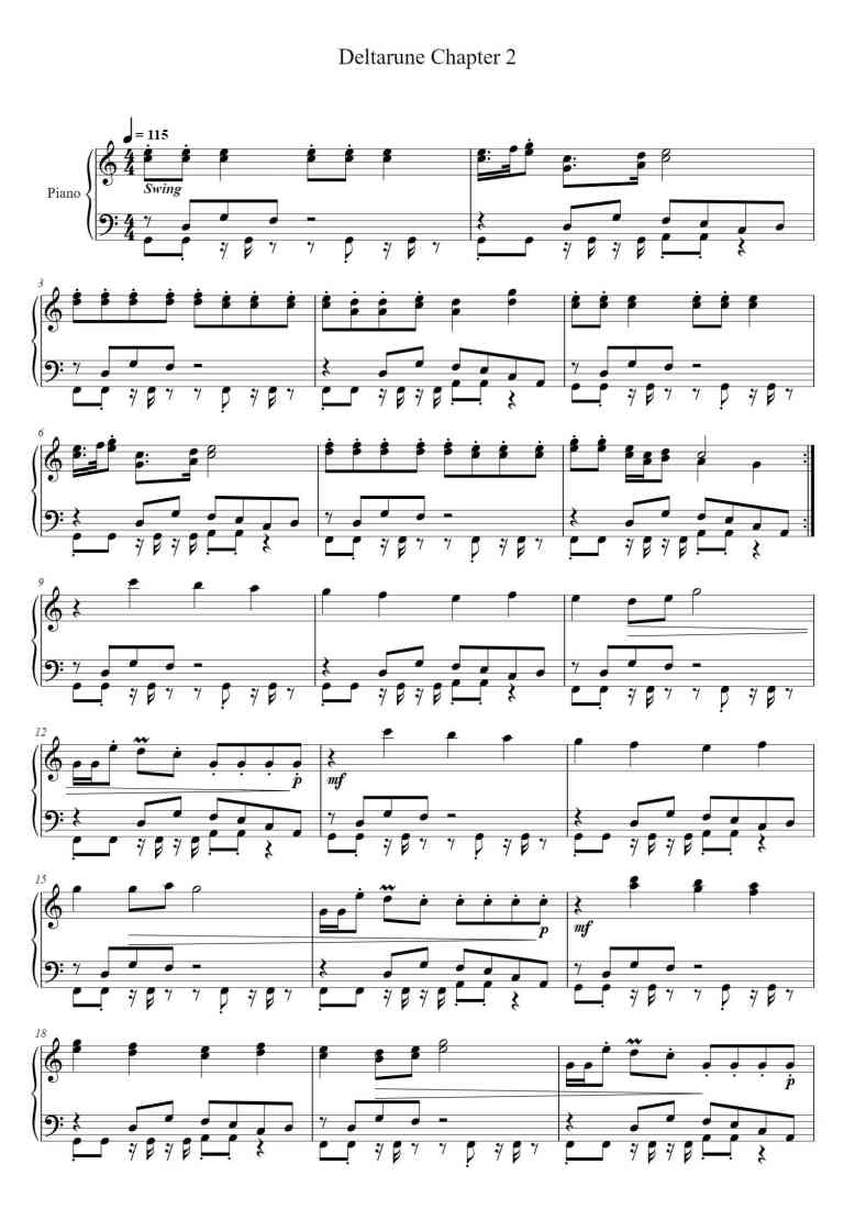 'Deltarune Chapter 2 (Piano Arrangement)' - Piano Sheet Music By Toby Fox | TOPiano