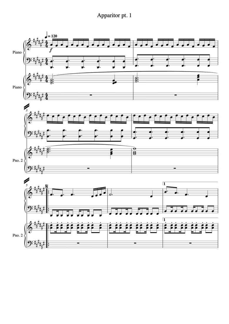 Apparitor pt. 1钢琴谱 - Sainsbroad Scottjoel - free piano sheet music ...