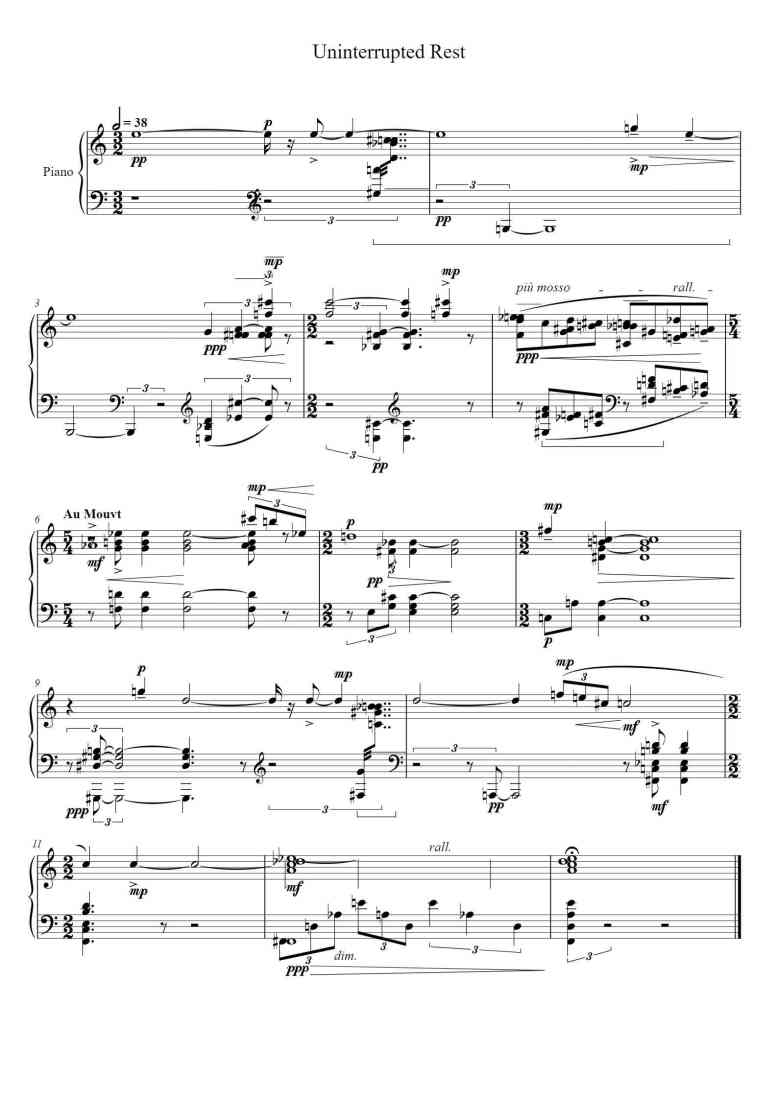 Uninterrupted Rest – A Song of Love钢琴谱 - Tōru Takemitsu - free piano ...