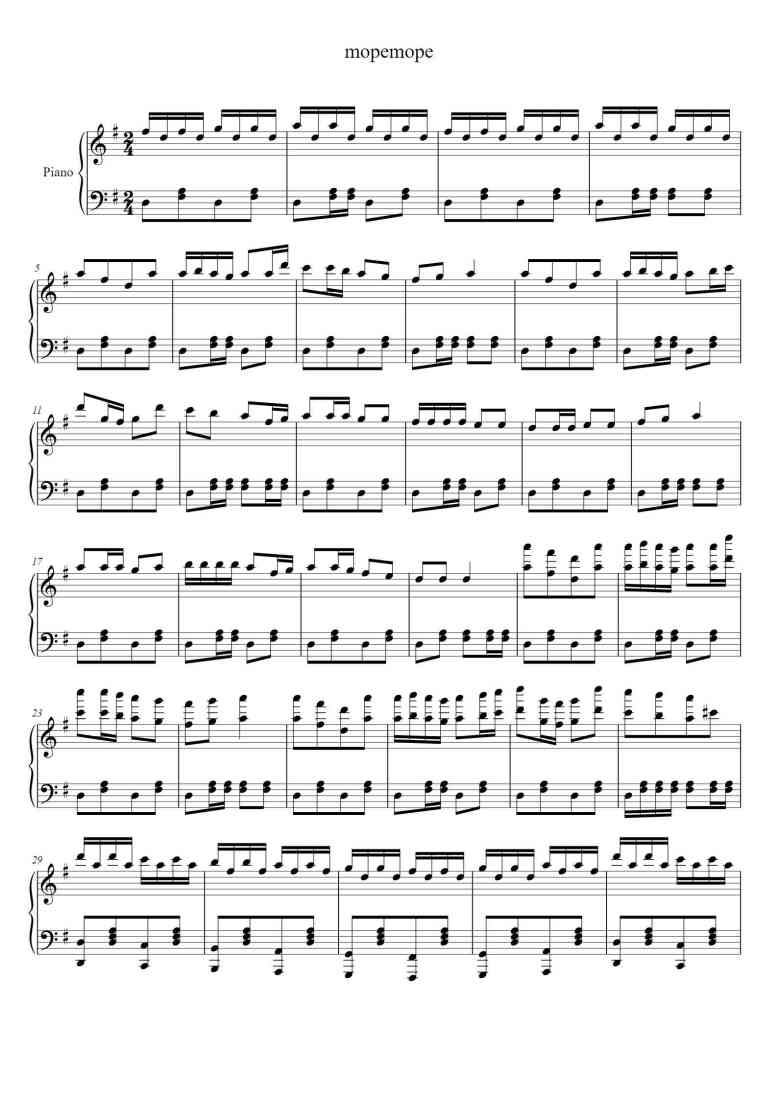 'mopemope（phigros音乐）（原版）' - Piano Sheet Music By LeaF | TOPiano