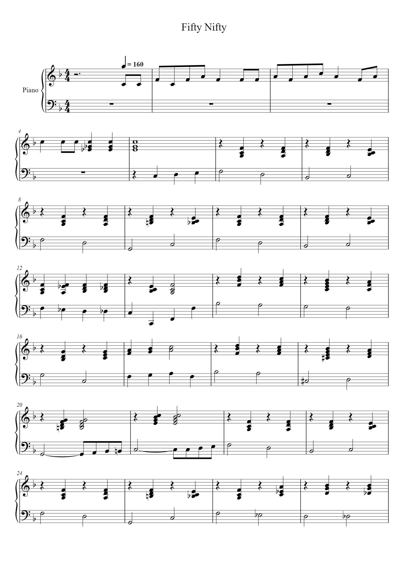 'Fifty Nifty' - Piano Sheet Music By xxx | TOPiano