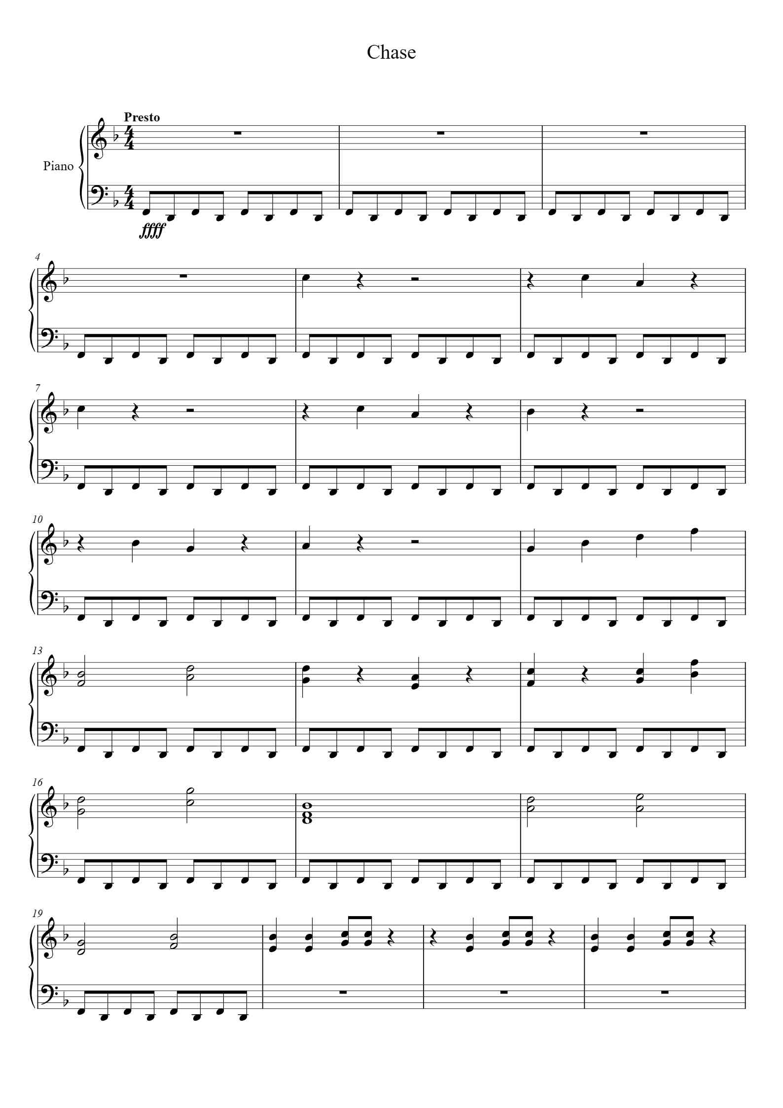 'Chase' - Piano Sheet Music By Justin G. | TOPiano