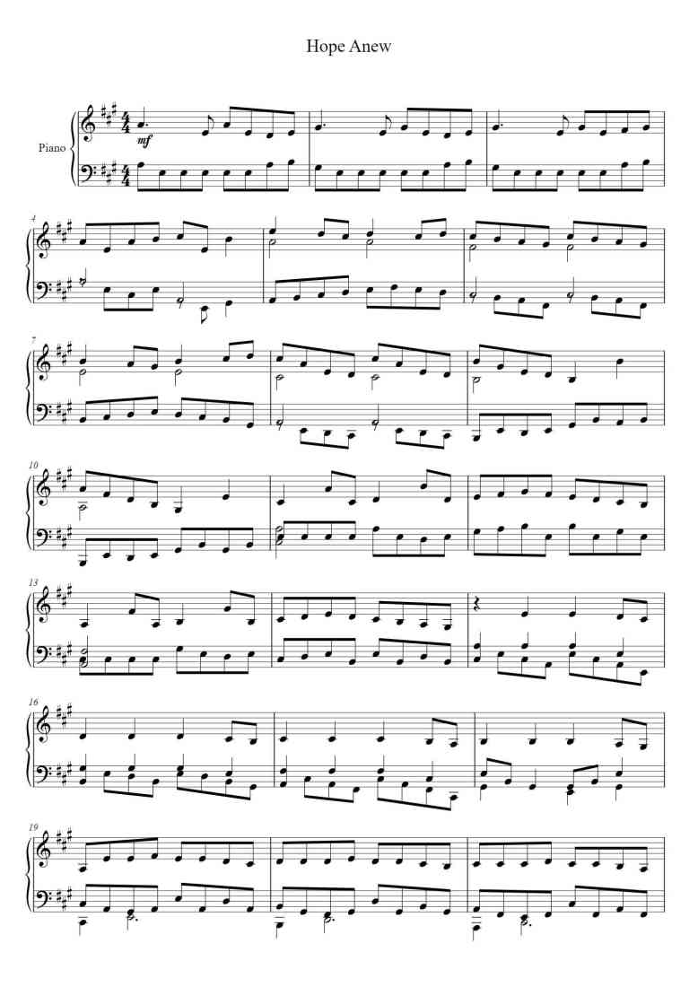 'Hope Anew' - Piano Sheet Music By xxx | TOPiano