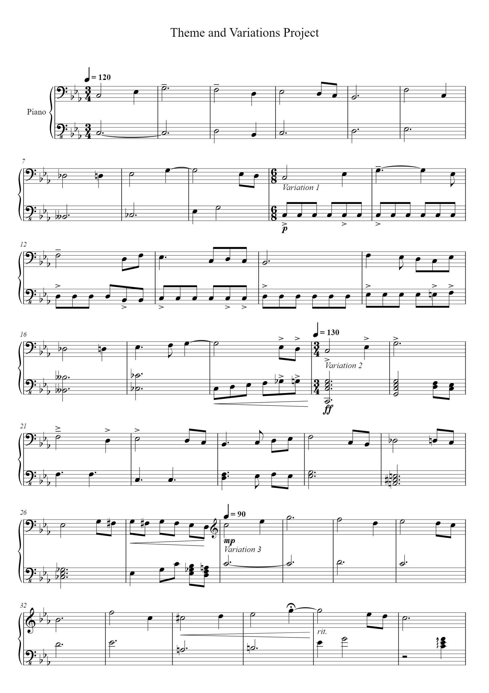 Theme and Variations Project钢琴谱 - Jack Stairs - free piano sheet music ...
