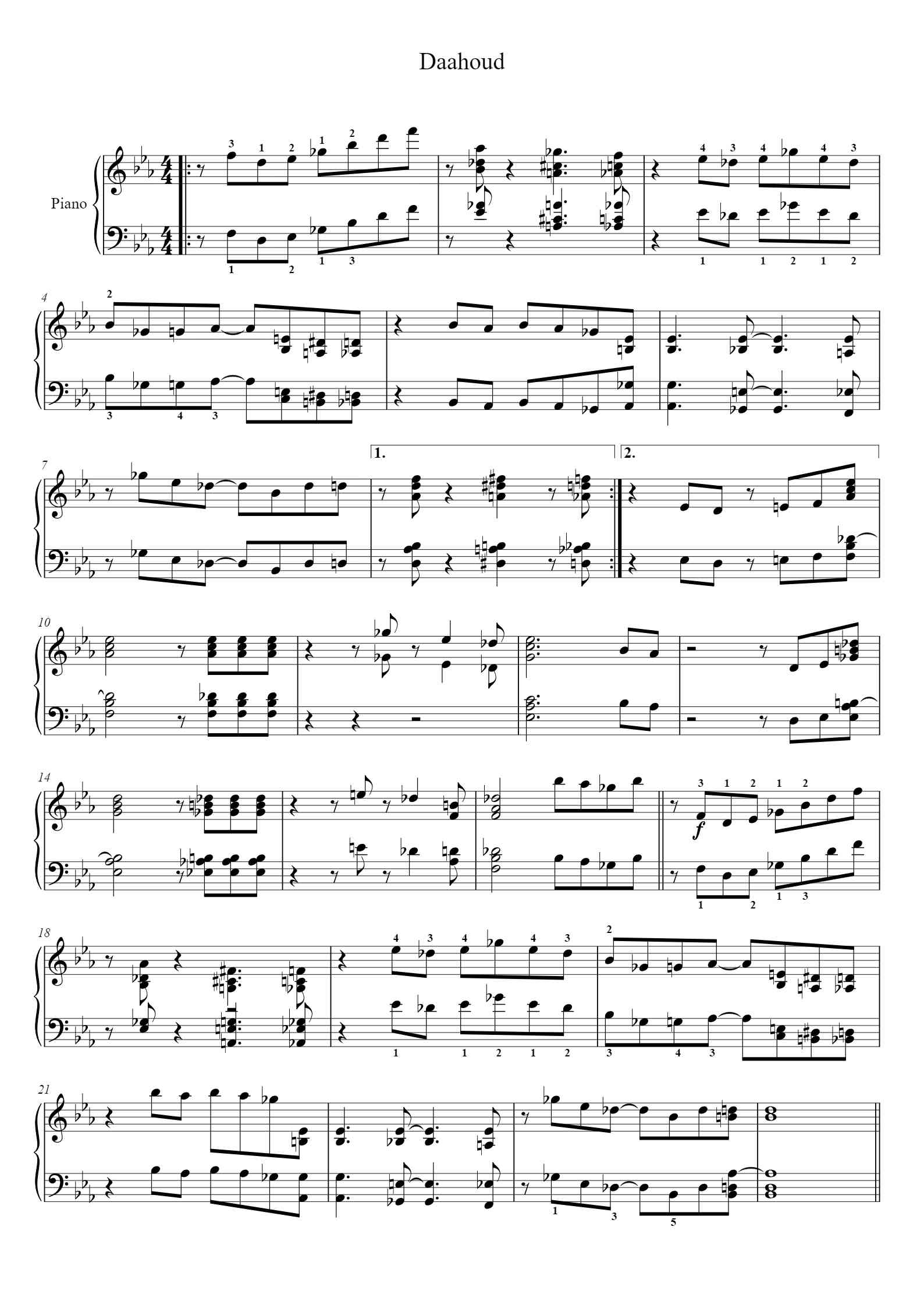 'Daahoud' - Piano Sheet Music By Clifford Brown | TOPiano