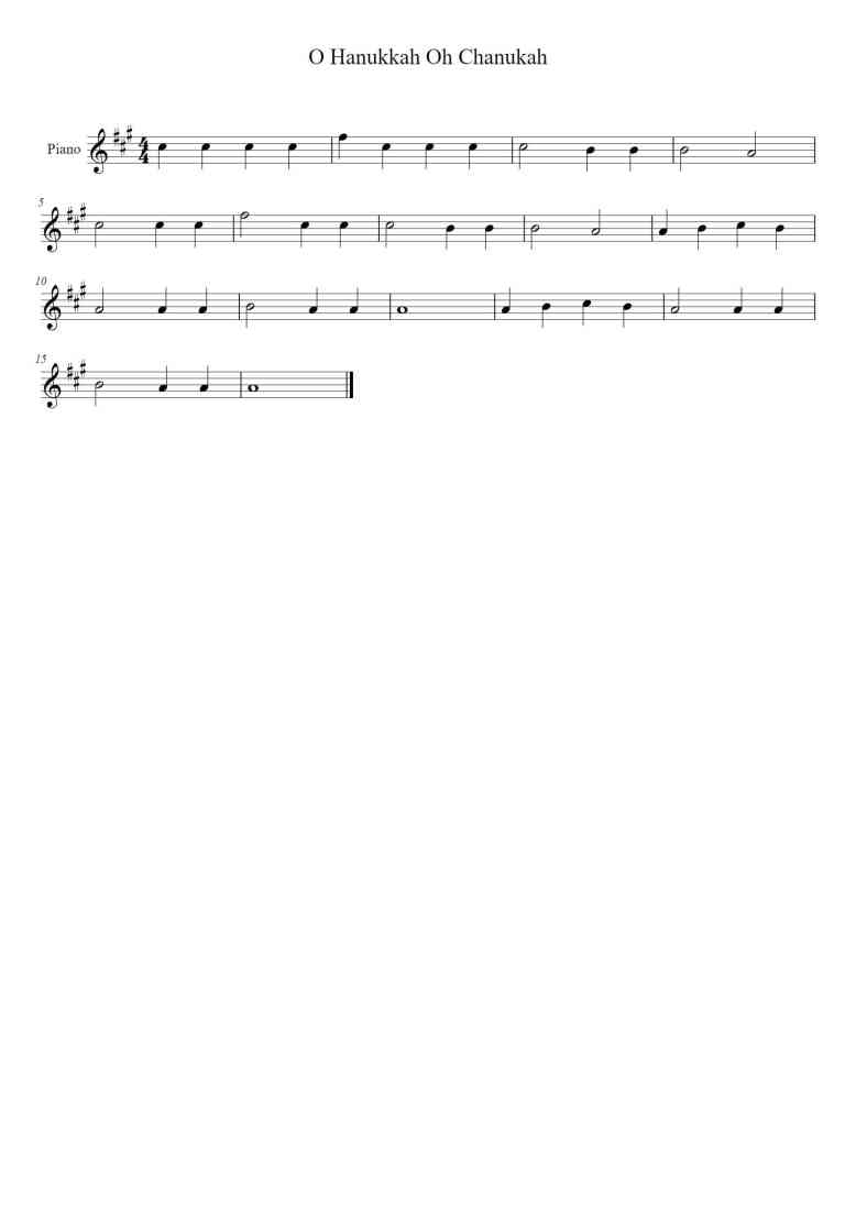 'O Hanukkah Oh Chanukah' - Piano Sheet Music By Hebrew Folk Song | TOPiano