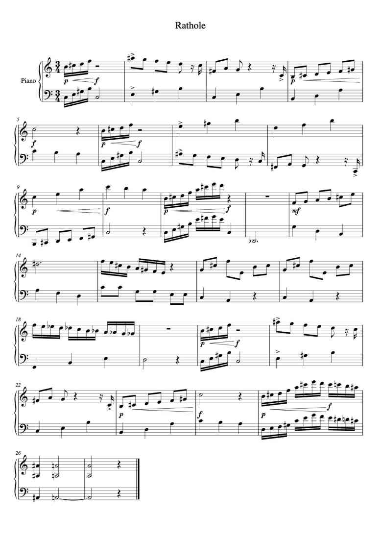 'Rathole' - Piano Sheet Music By ArcticPhenomenon | TOPiano