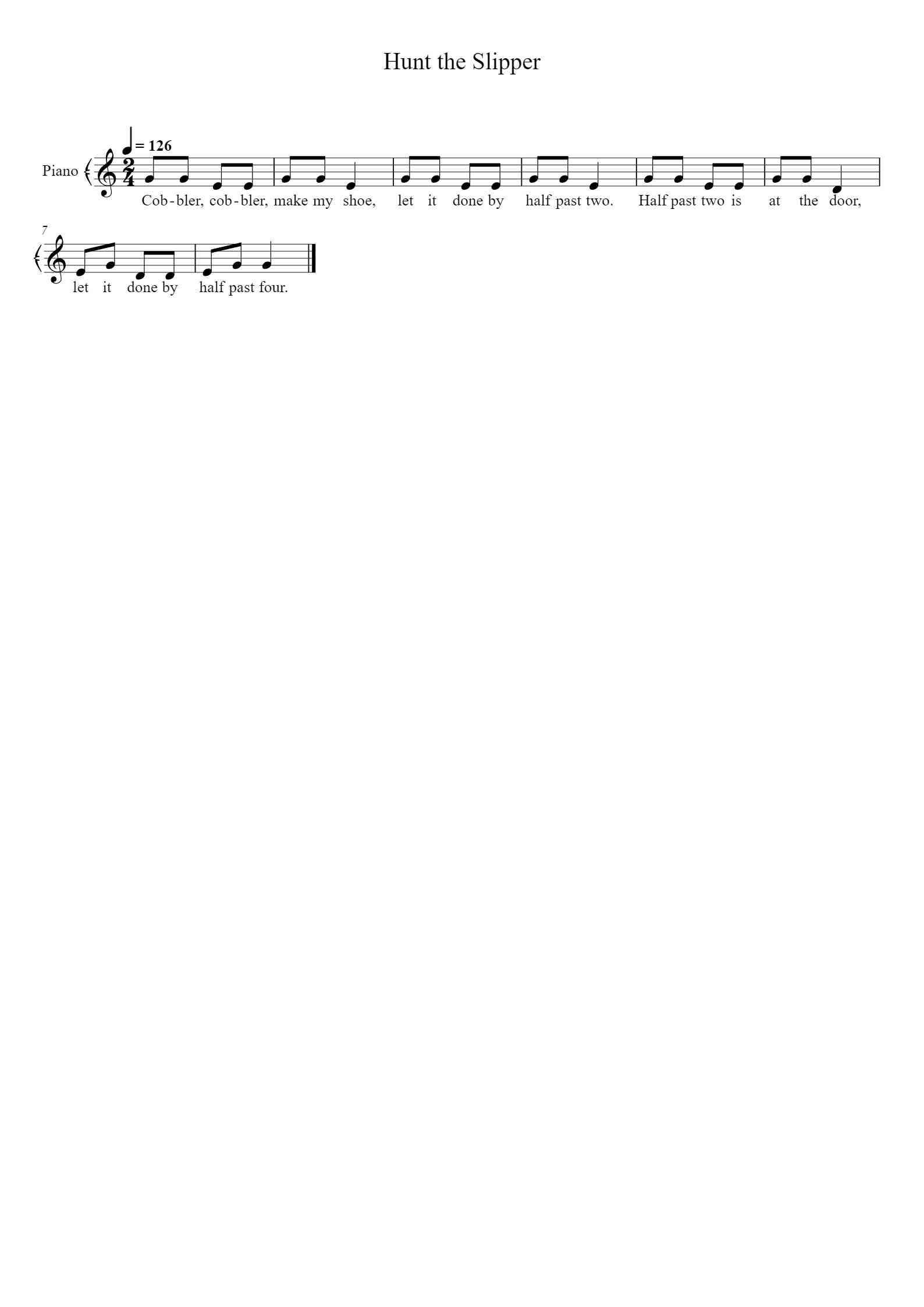 'Hunt the Slipper' - Piano Sheet Music By Jamaican | TOPiano