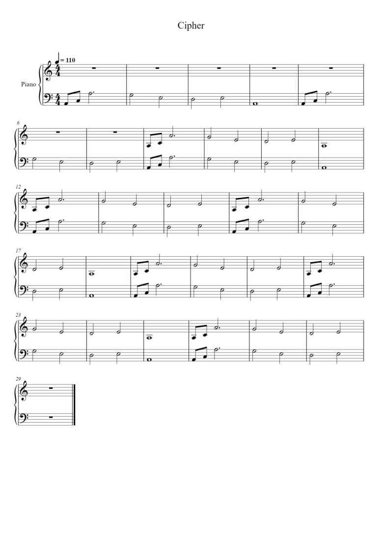 'Cipher' - Piano Sheet Music By Graybby Jusmos | TOPiano