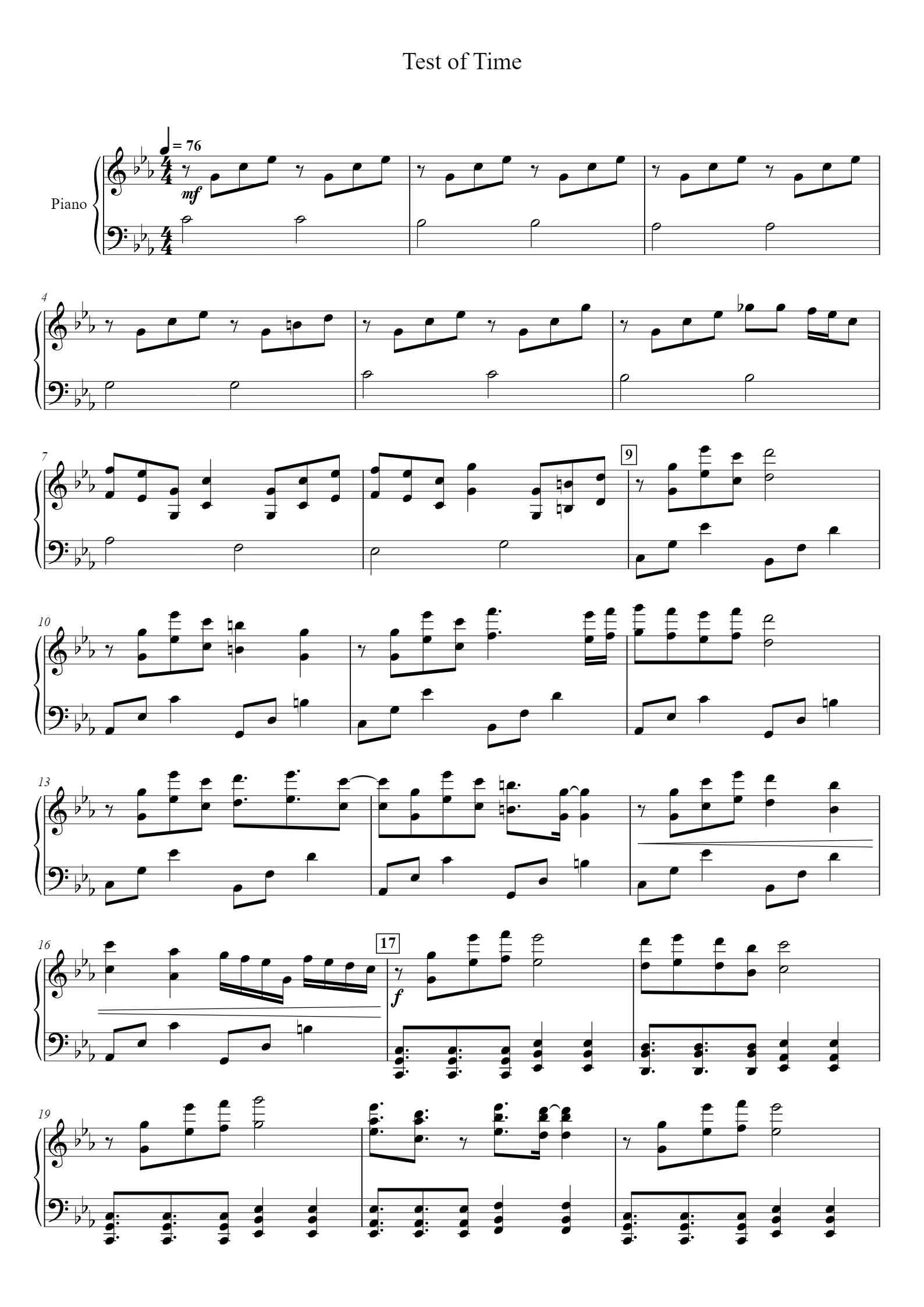 'Test of Time' - Piano Sheet Music By Tomas Sakalauskas | TOPiano
