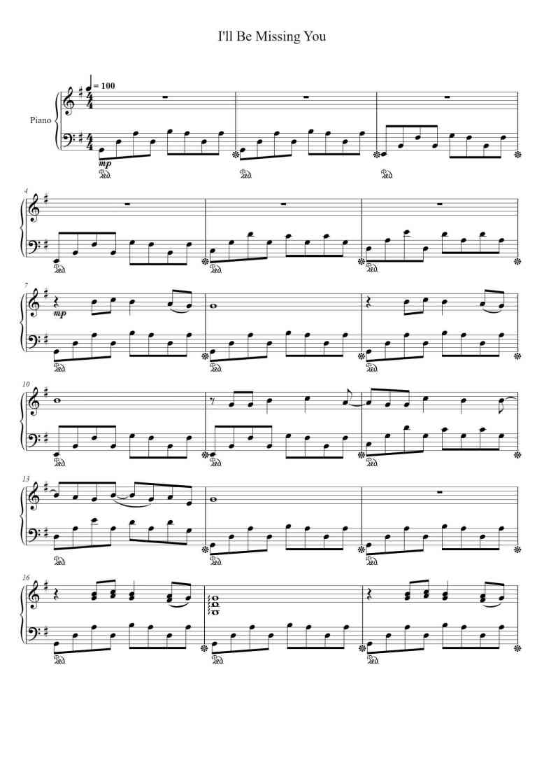 'I'll Be Missing You' - Piano Sheet Music By ibex z | TOPiano