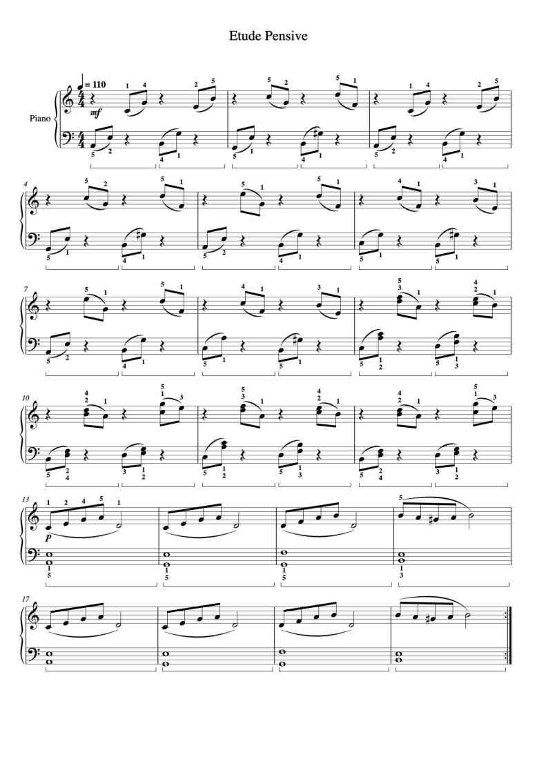 'Etude pensive' - Piano Sheet Music By Lample Camille | TOPiano