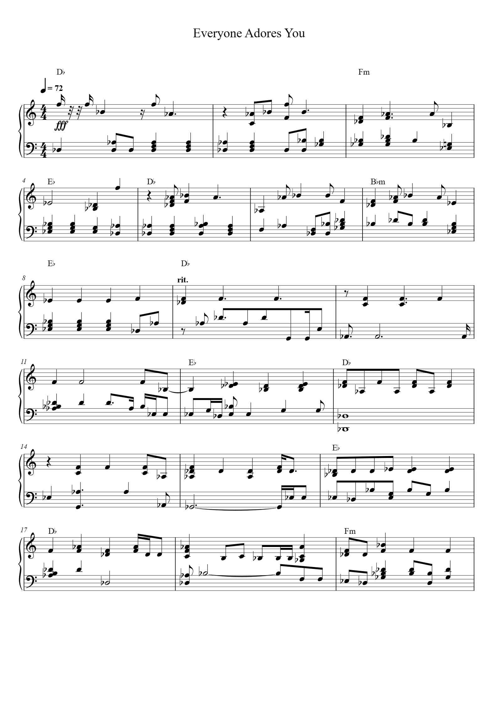 'Everyone Adores You' - Piano Sheet Music By Matt Maltese | TOPiano