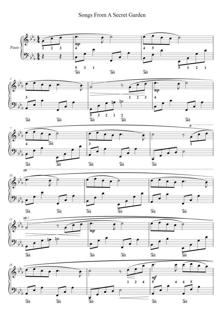 '神秘园之歌【钢琴唯美独奏】-Secret Garden（Song From A Secret Garden）' - Piano Sheet Music By Rolf Løvland ...