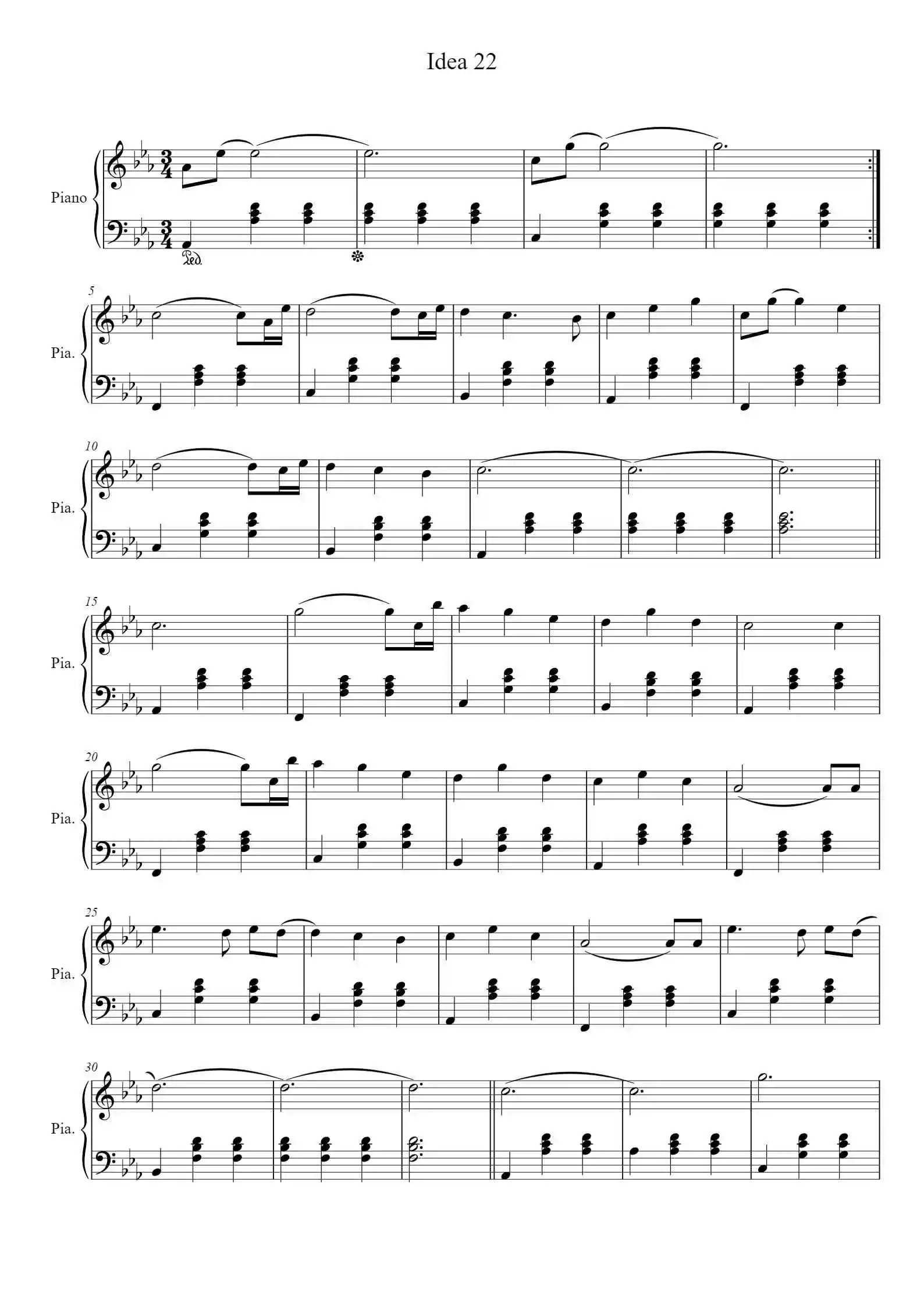 'Idea 22' - Beginner Piano Sheet Music by Gibran Alcacer Arranged by ...