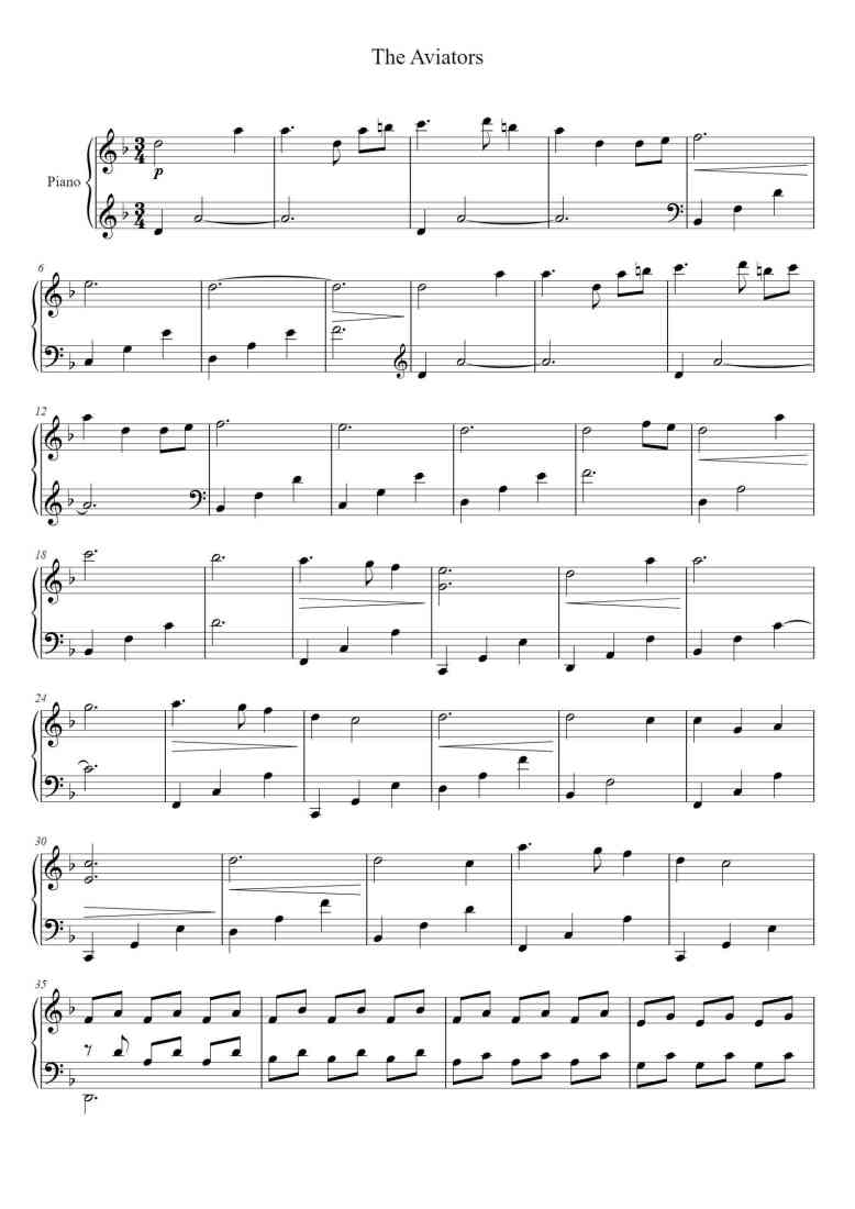 'The Aviators' - Piano Sheet Music By Ethan Savio Sa | TOPiano
