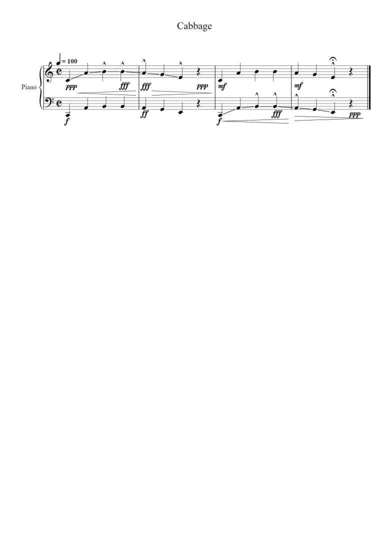 'Cabbage' - Piano Sheet Music By xxx | TOPiano