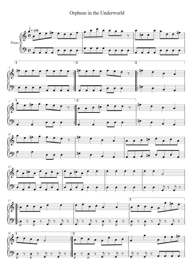 'Orpheus in the Underworld' - Piano Sheet Music By Jacques Offenbach ...