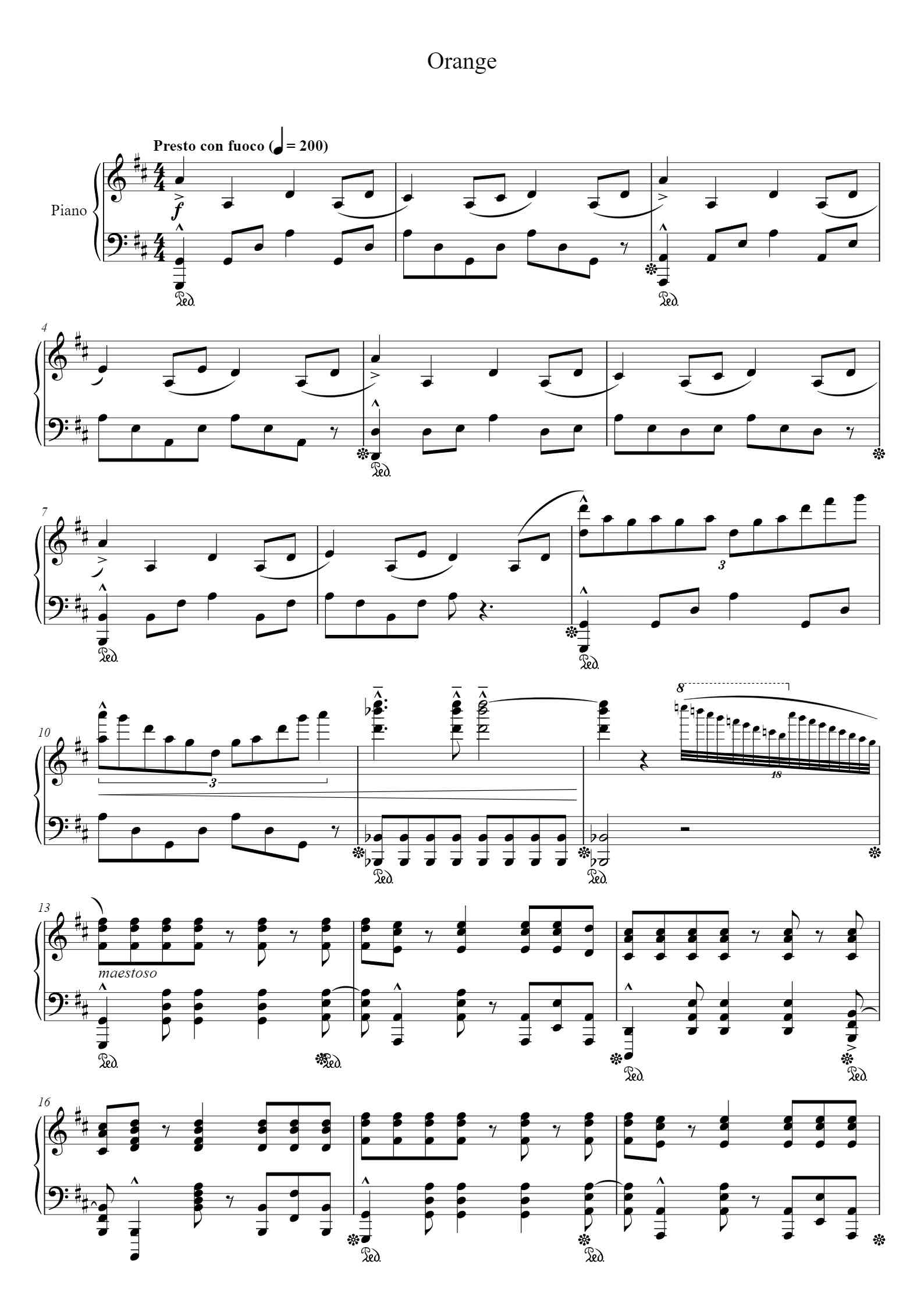 'Orange' - Piano Sheet Music By SPYAIR | TOPiano