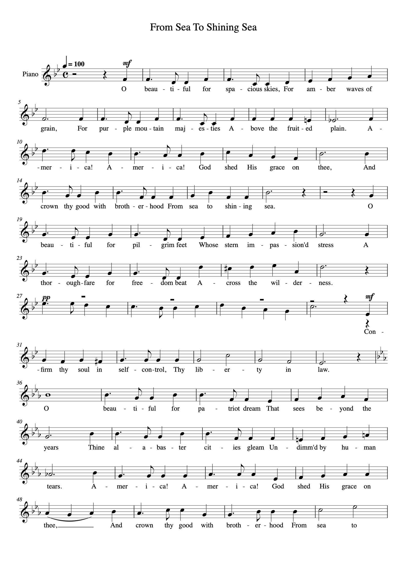 From Sea To Shining Sea钢琴谱 - Samuel A Ward - free piano sheet music ...