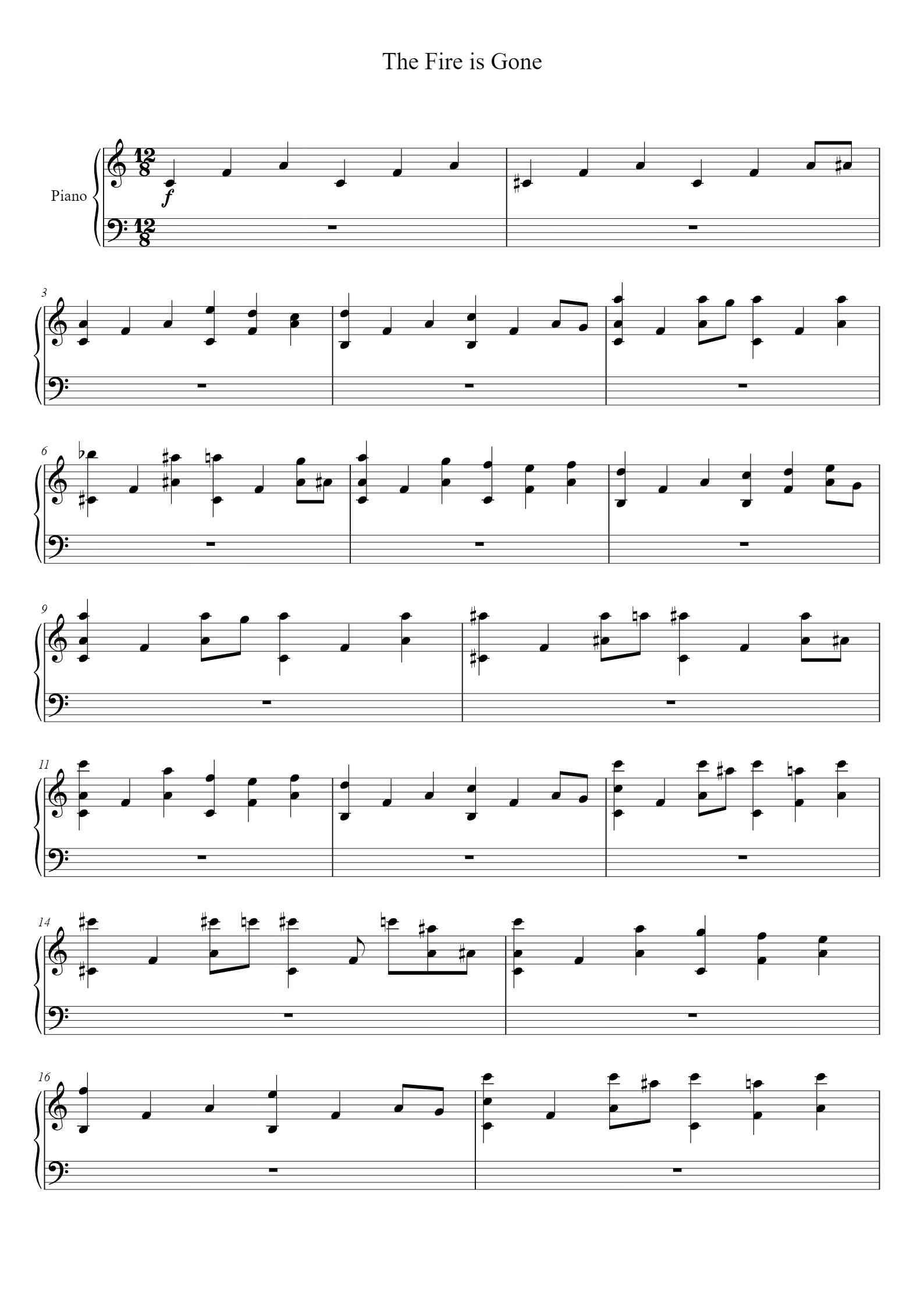 'The Fire is Gone' - Piano Sheet Music By Arsi "Hakita" Patala | TOPiano