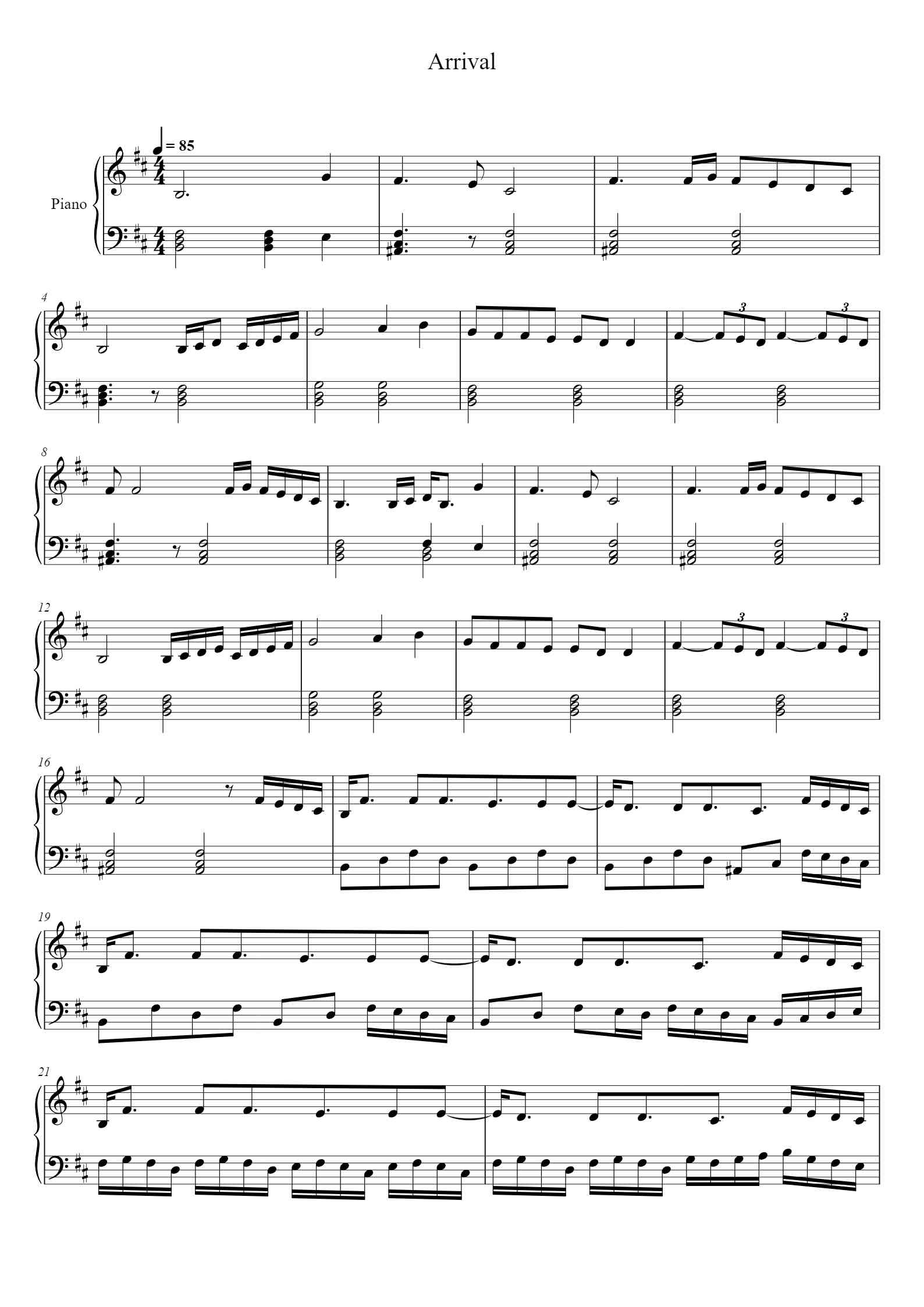 'Arrival' - Piano Sheet Music By Mikey Rukus | TOPiano