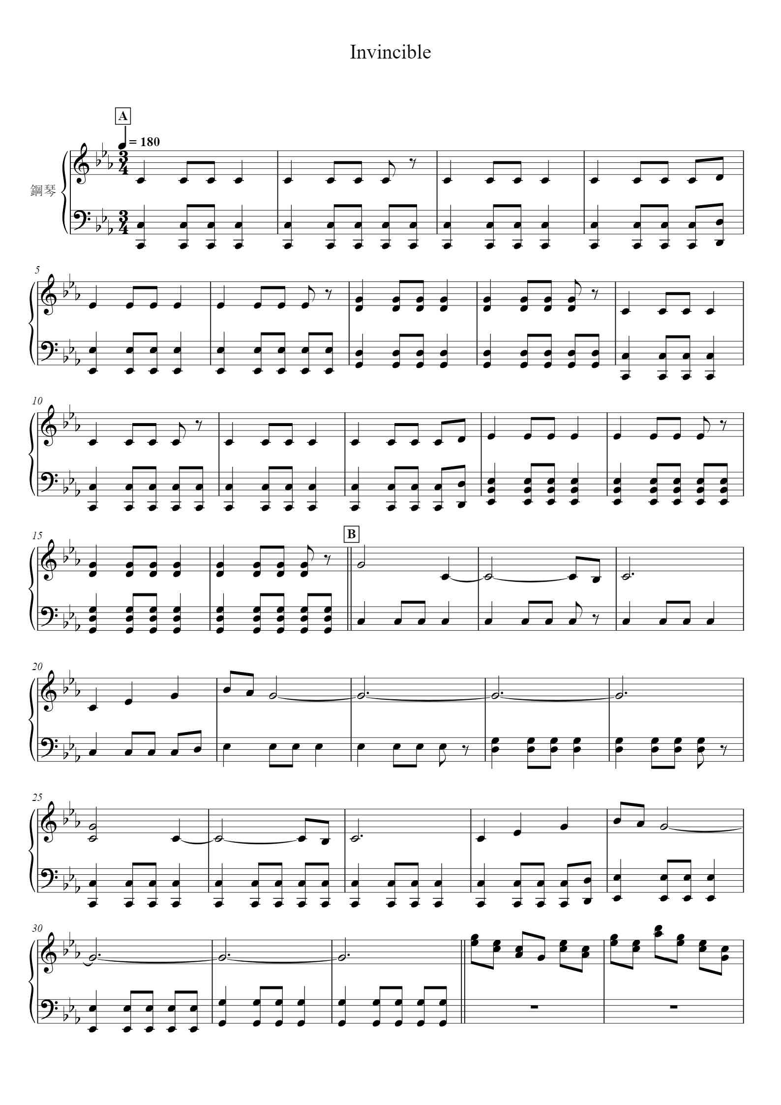 'Invincible' - Piano Sheet Music By Two Steps From Hell | TOPiano