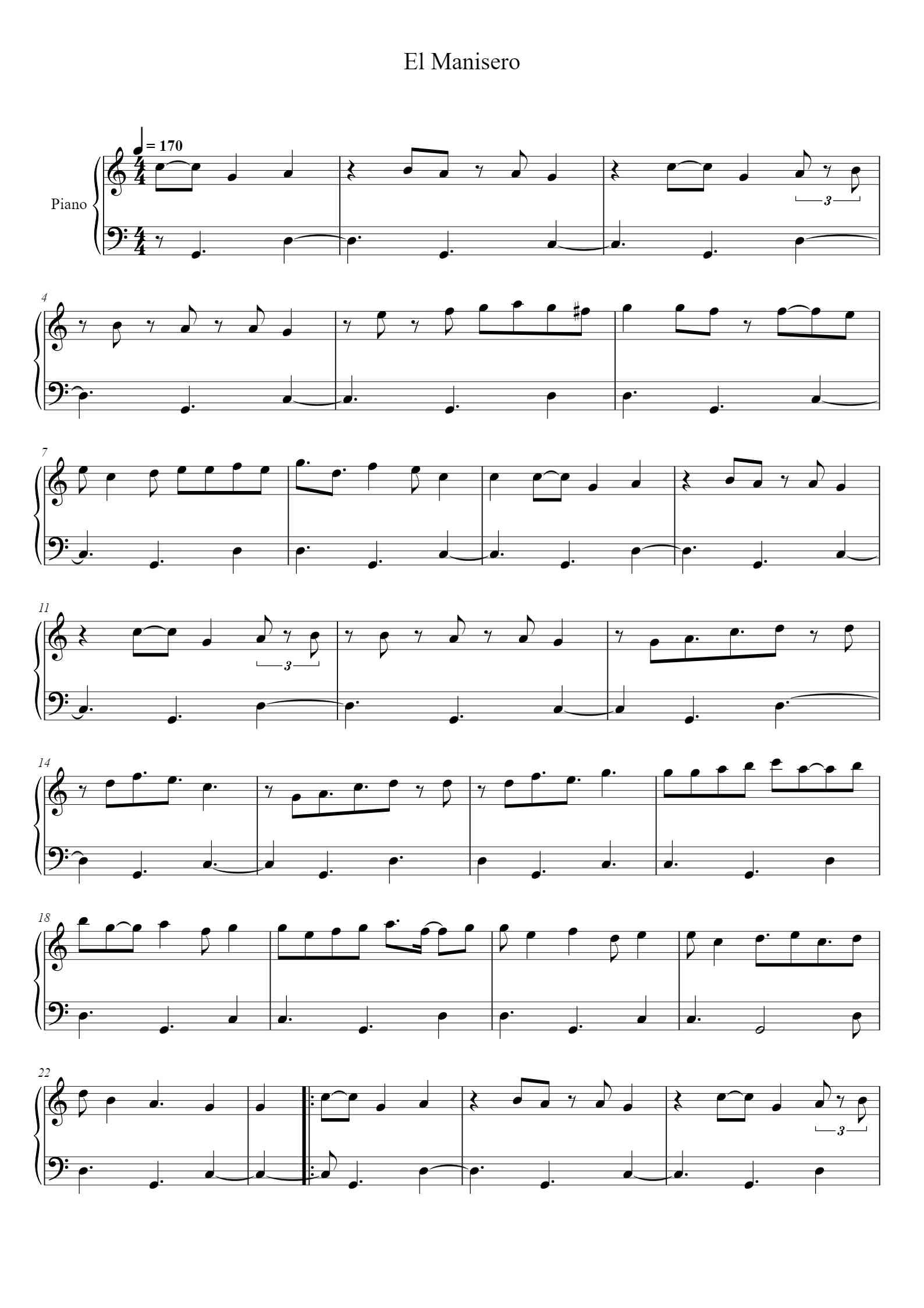 'El Manisero' - Piano Sheet Music By Moisés Simons | TOPiano