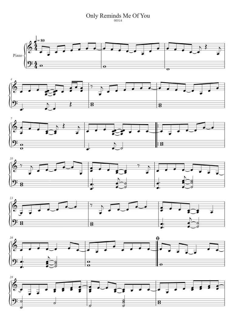 'Only Reminds Me Of You' - Piano Sheet Music By Evan Rogers Carl ...