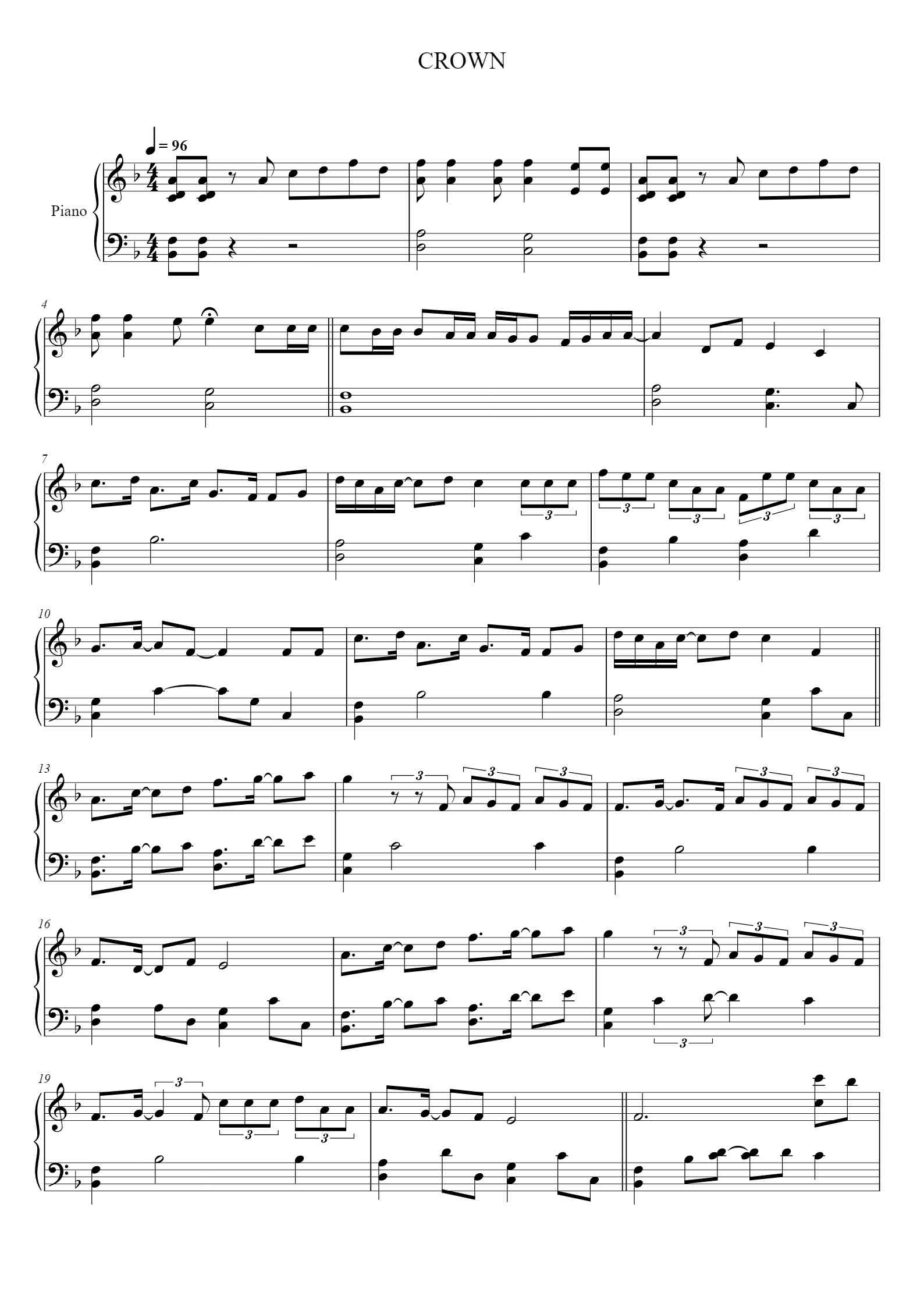 'CROWN' - Piano Sheet Music By TXT Arr. by Smyang Piano | TOPiano