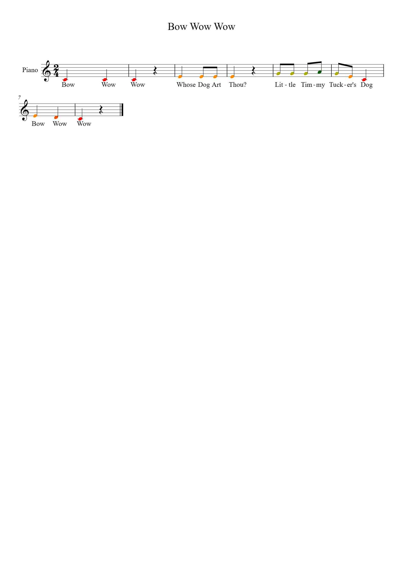 'Bow Wow Wow' - Piano Sheet Music By xxx | TOPiano
