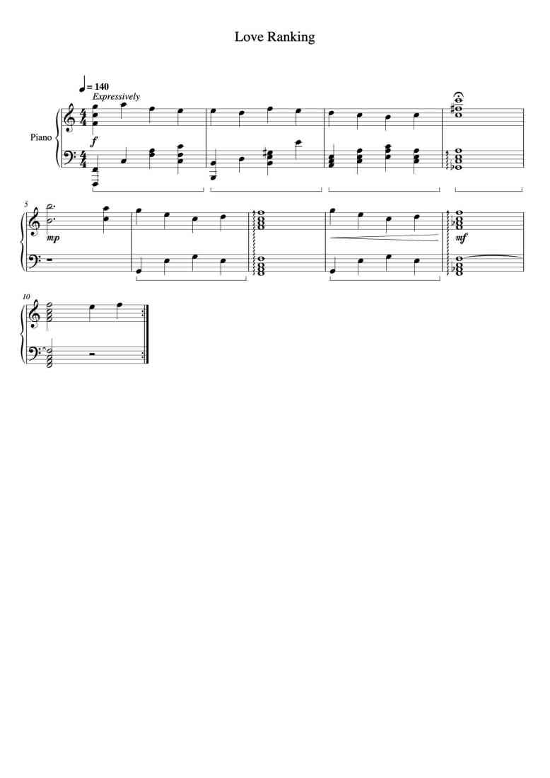 'Love Ranking' - Piano Sheet Music By Daisuke Matsuoka Asuka Ito | TOPiano