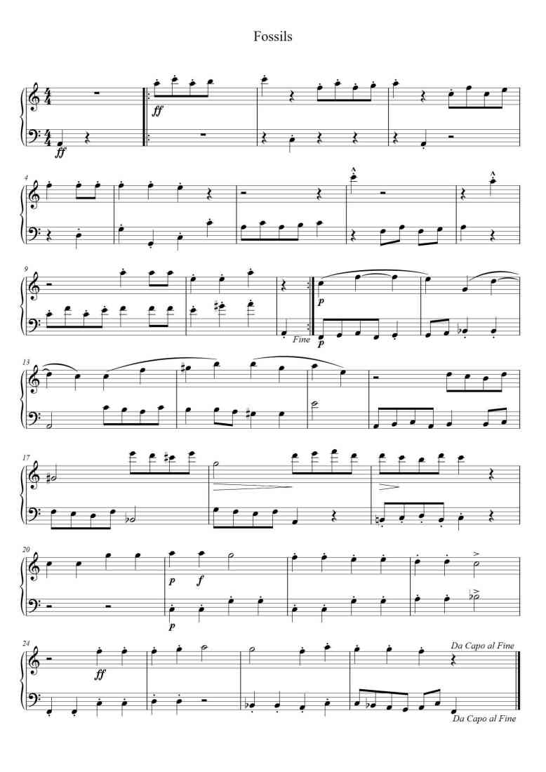 'The Carnival of the Animals - Fossils' - Piano Sheet Music By Camille ...