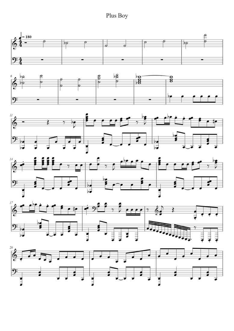 'Plus Boy' - Piano Sheet Music By Cover by aregan | TOPiano