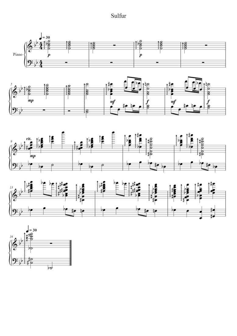 'Sulfur' - Piano Sheet Music By Kaden Hansen | TOPiano
