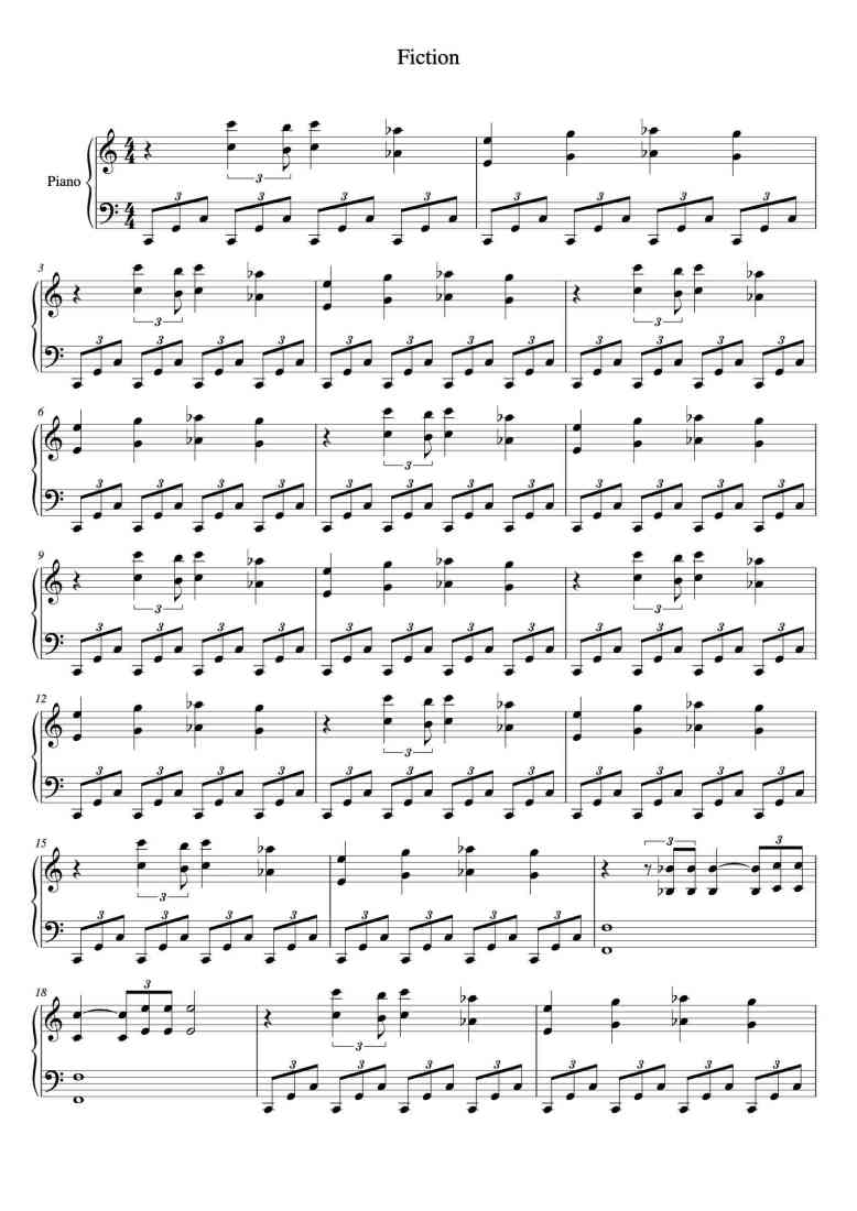 'Fiction' - Piano Sheet Music By Avenged Sevenfold | TOPiano