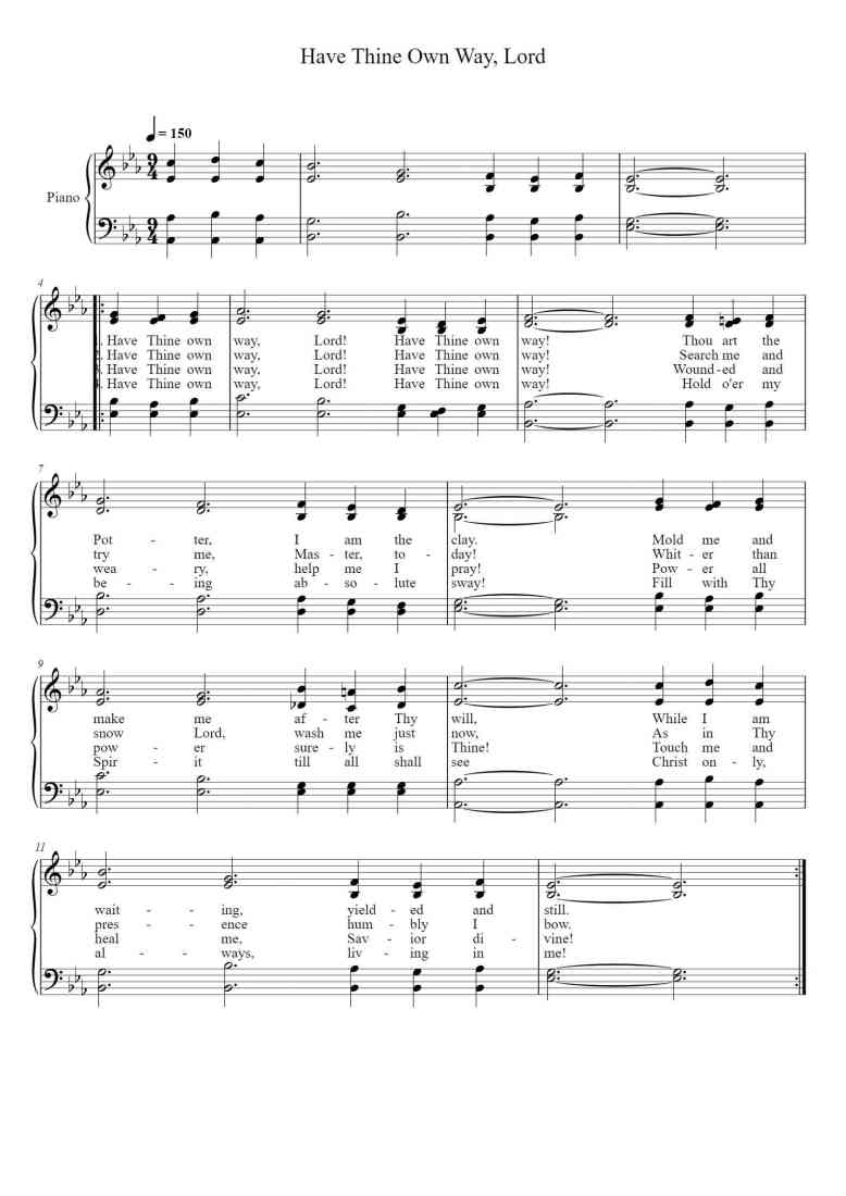 'Have Thine Own Way, Lord' - Piano Sheet Music By George C. Stebbins | TOPiano