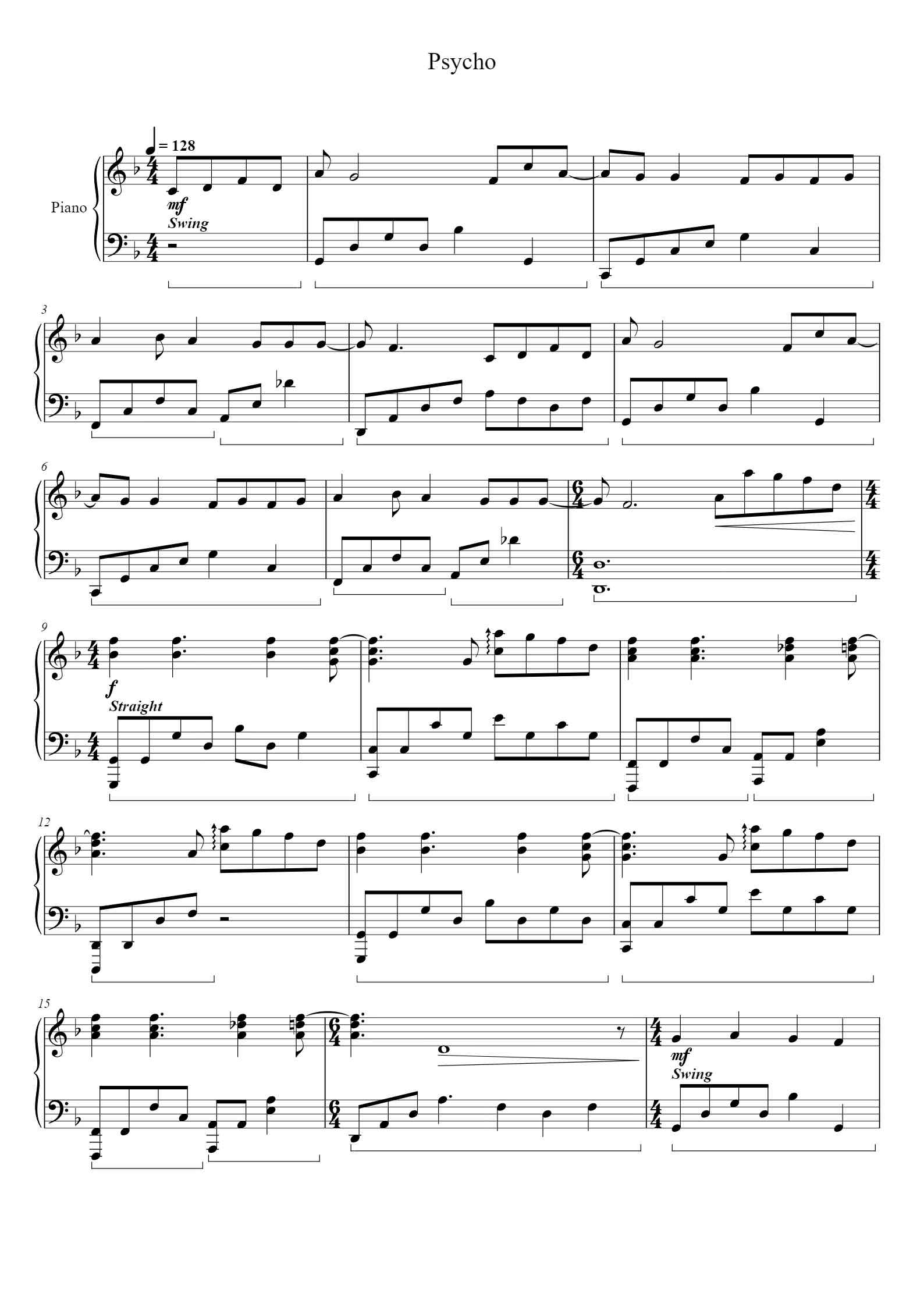 'Psycho' - Piano Sheet Music By Glatiane Vicwolf | TOPiano