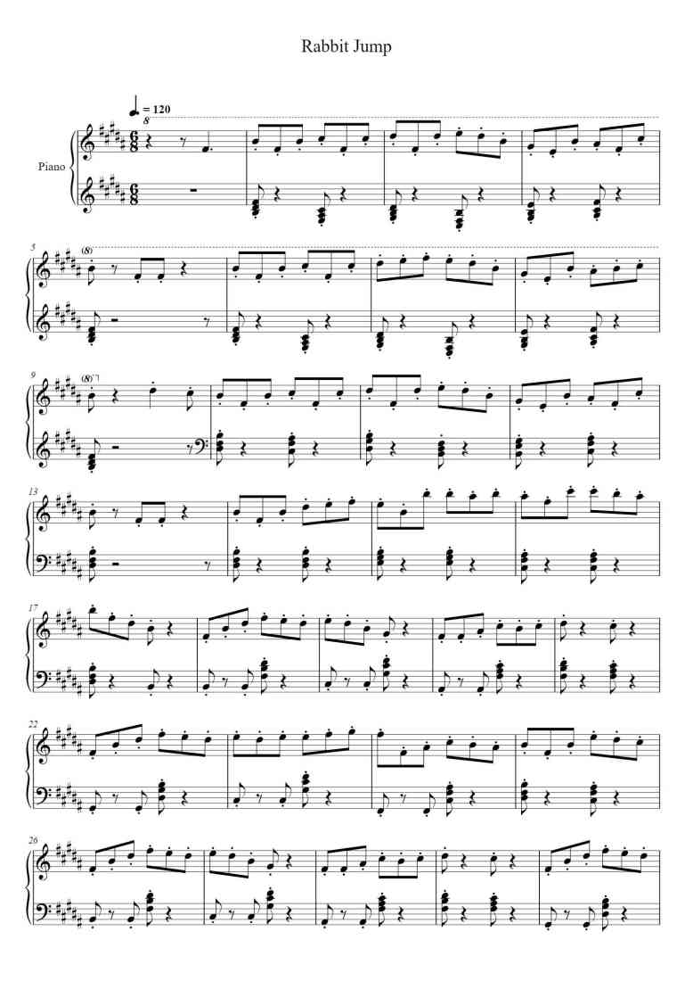 'Rabbit Jump' - Piano Sheet Music By Plum Transcription by Mystyx | TOPiano