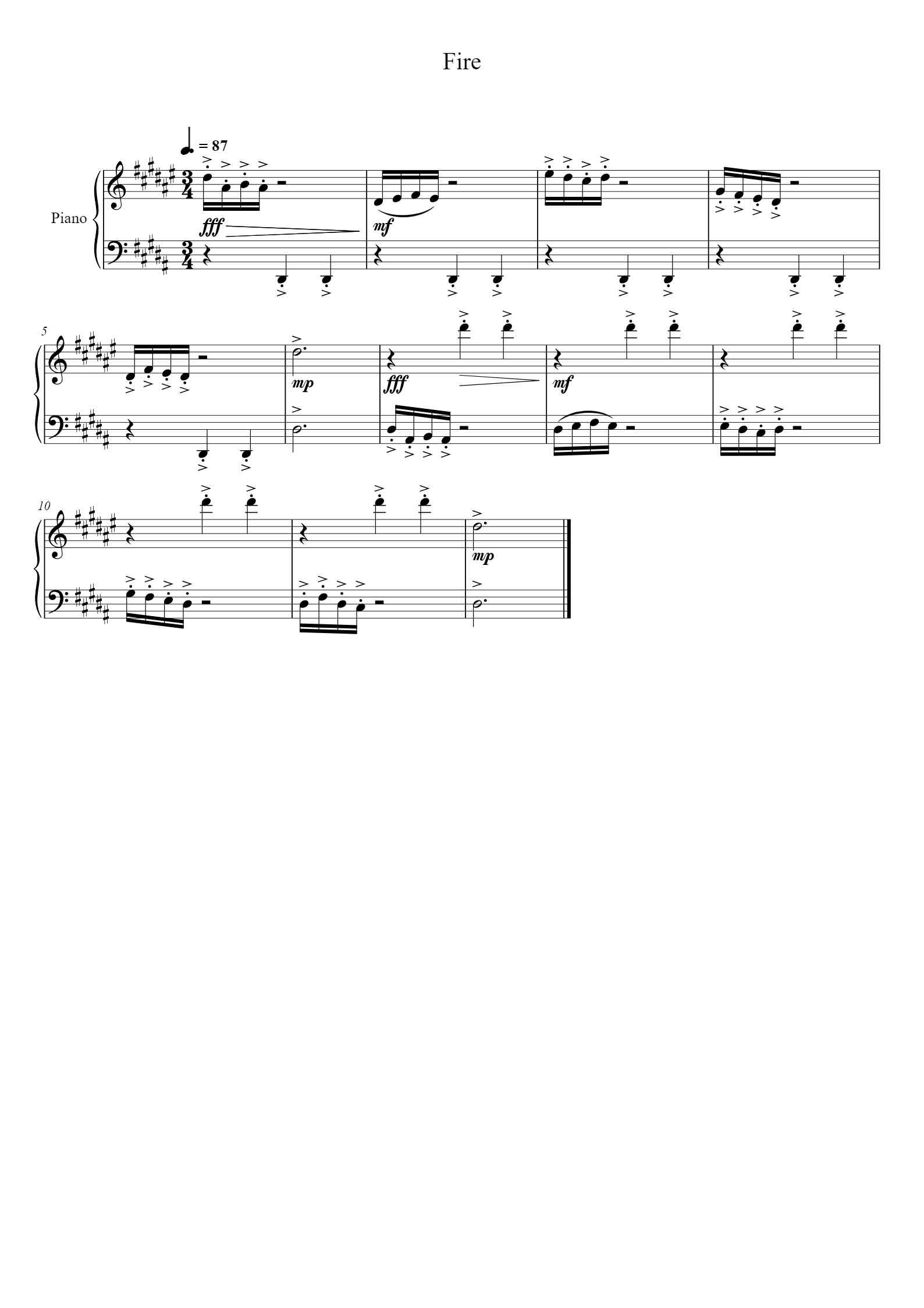 'Fire' - Piano Sheet Music By Alec Hughes | TOPiano