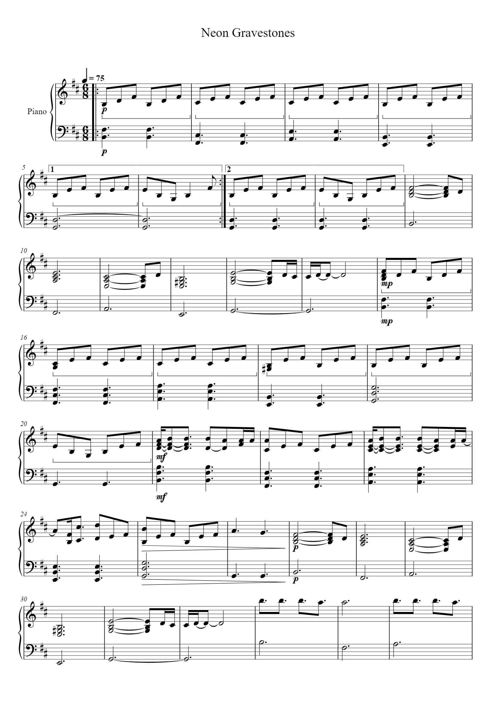 'Neon Gravestones' - Piano Sheet Music By Twenty One Pilots | TOPiano